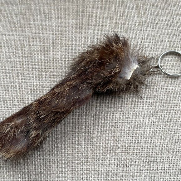 Accessories | Genuine Fur Key Chain Dark Brown Real Fur Leather Keys ...